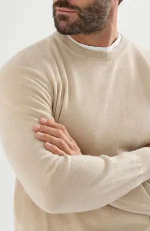 Brunello Cucinelli Ribbed Cashmere Crewneck Sweater - Sand