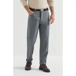 Brunello Cucinelli Virgin Wool Flannel Five-pocket Trousers - Camel