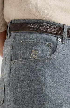 Brunello Cucinelli Virgin Wool Flannel Five-pocket Trousers