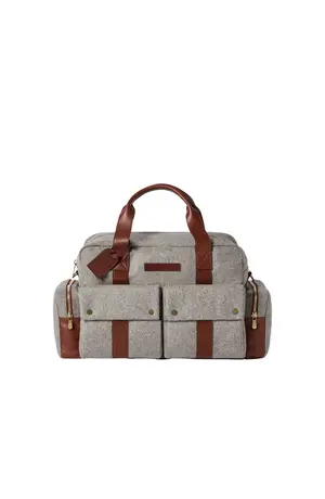 Brunello Cucinelli Virgin Wool, Alpaca, And Cashmere Flannel Leisure Bag With Grained Calfskin Inserts