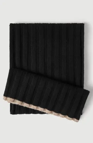 Brunello Cucinelli Cashmere Rib Knit Scarf - Black