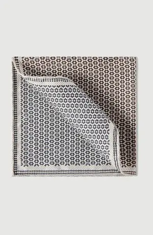 Brunello Cucinelli Silk Geometric Pattern Pocket Square - Brown