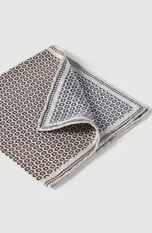Brunello Cucinelli Silk Geometric Pattern Pocket Square - Brown