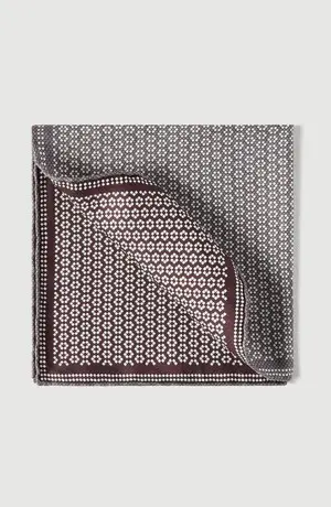 Brunello Cucinelli Silk Geometric Pattern Pocket Square - Grey