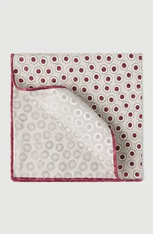 Brunello Cucinelli Spotted Pattern Silk Pocket Square Cherry
