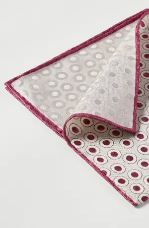 Brunello Cucinelli Spotted Pattern Silk Pocket Square - Cherry