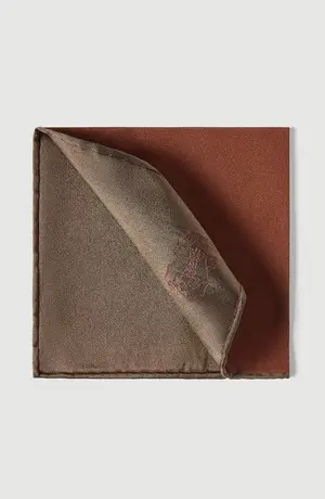 Brunello Cucinelli Silk Pocket Square With Printed Logo - Burned