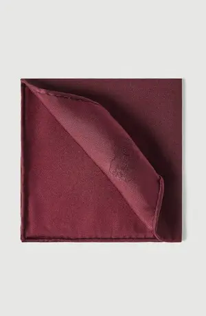 Brunello Cucinelli Silk Pocket Square With Printed Logo - Red