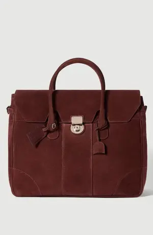 Brunello Cucinelli Suede Boston Bag - Burgundy