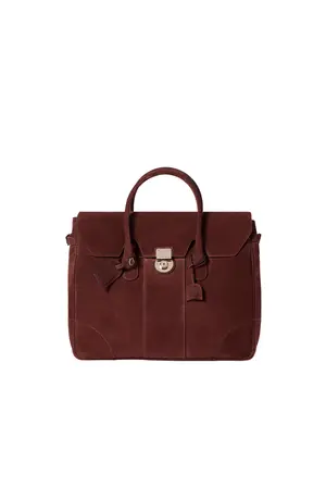 Brunello Cucinelli Suede Boston Bag - Burgundy