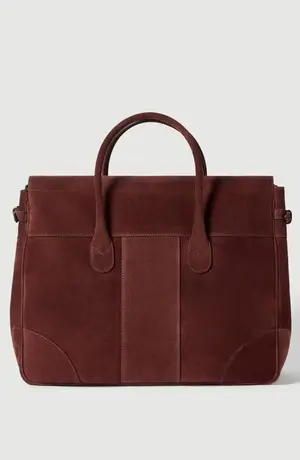 Brunello Cucinelli Suede Boston Bag - Burgundy
