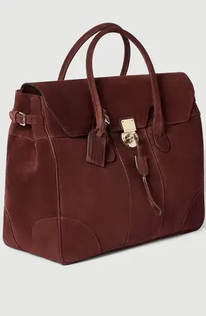 Brunello Cucinelli Suede Boston Bag - Burgundy