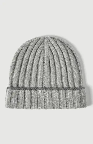 Brunello Cucinelli Cashmere Rib Knit Beanie - Light Grey