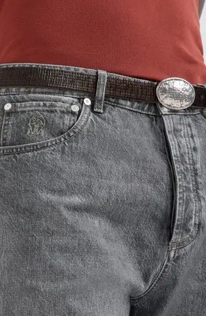 Brunello Cucinelli Greyscale Denim Leisure Fit Five-pocket Trousers