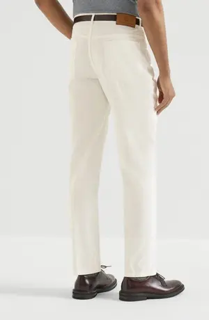 Brunello Cucinelli Garment-dyed Cotton Narrow Wale Corduroy Trousers - Snow