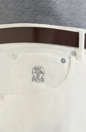 Brunello Cucinelli Garment-dyed Cotton Narrow Wale Corduroy Trousers - Snow