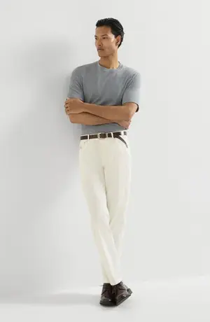 Brunello Cucinelli Garment-dyed Cotton Narrow Wale Corduroy Trousers - Snow