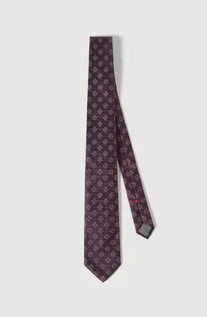 Brunello Cucinelli Brunello Cucinelli Silk Geometric Pattern Neck Tie Purple