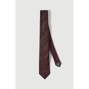 Brunello Cucinelli Brunello Cucinelli Textured Striped Silk Neck Tie Burgundy