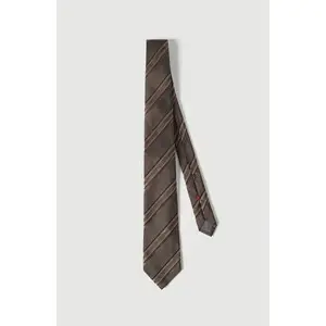 Brunello Cucinelli Textured Striped Silk Neck Tie - Hazelnut
