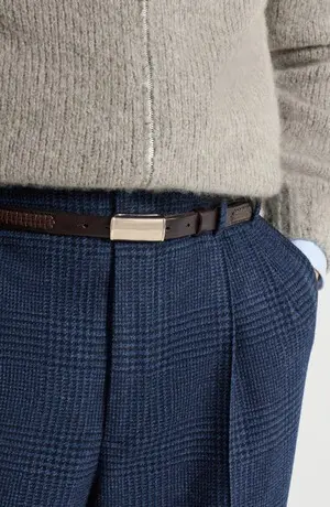Brunello Cucinelli Textured Calfskin Belt With Box-frame Buckle
