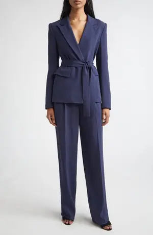 St. John Lydia Pleated Lightweight Stretch Cady Trousers