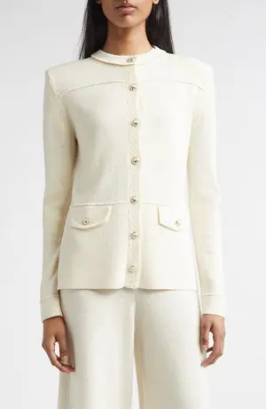 St. John Courtney Legacy Crepe Knit Jacket - Ecru