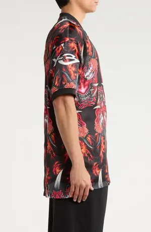 Y3 Satin Yaksha Graphic Jersey Polo