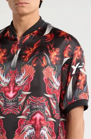 Y3 Satin Yaksha Graphic Jersey Polo