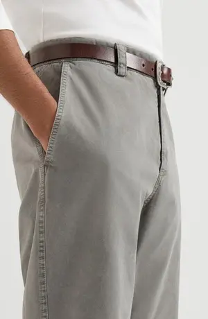 Brunello Cucinelli Peached Cotton Gabardine Trousers - Mud