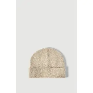 Brunello Cucinelli Brunello Cucinelli Ribbed Beanie In Virgin Wool, Silk, And Cashmere Sand