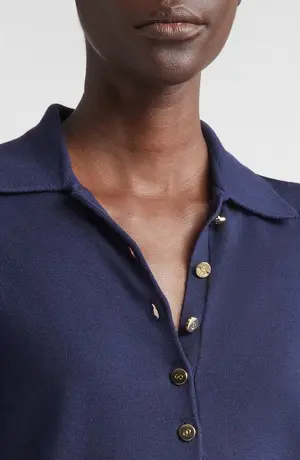 St. John Fallon Silk & Cotton Blend Polo Sweater