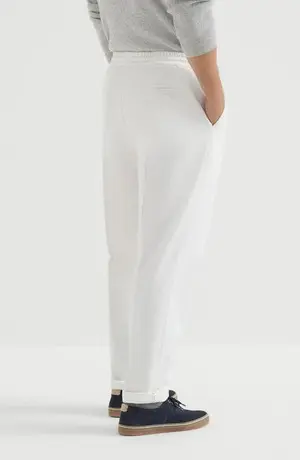 Brunello Cucinelli Garment-dyed Twisted Cotton Gabardine Trousers - Snow