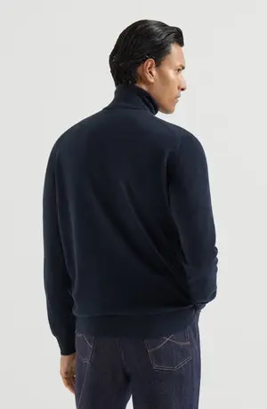Brunello Cucinelli Cashmere Turtleneck Sweater - Navy Blue