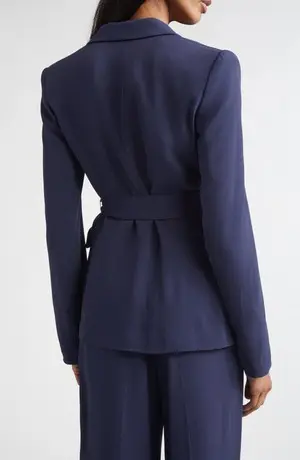 St. John Juliana Belted Lightweight Stretch Cady Wrap Jacket