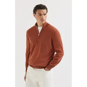 Brunello Cucinelli Mouliné Cashmere Half-zip Sweater
