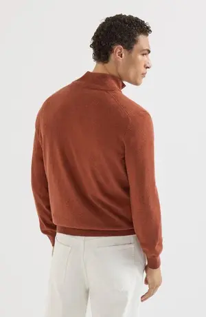 Brunello Cucinelli Mouliné Cashmere Half-zip Sweater