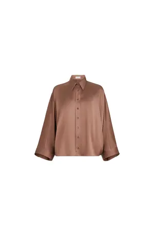 Brunello Cucinelli Stretch Silk Satin Shirt With Monili