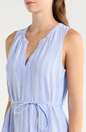 Tommy Bahama Sea Salt Bay Stripe Linen Blend Midi Dress