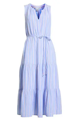 Tommy Bahama Sea Salt Bay Stripe Linen Blend Midi Dress