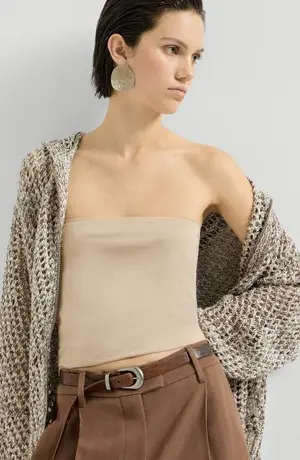 Brunello Cucinelli Stretch Cotton Jersey Bandeau Top - Sand
