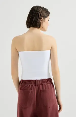 Brunello Cucinelli Stretch Cotton Jersey Bandeau Top
