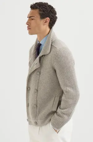 Brunello Cucinelli Cashmere Mariner Cardigan - Light Brown