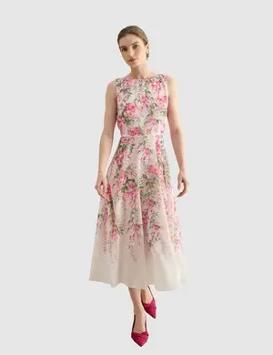 HOBBS LONDON Floral Fit And Flare Midi Dress - Ivorymulti