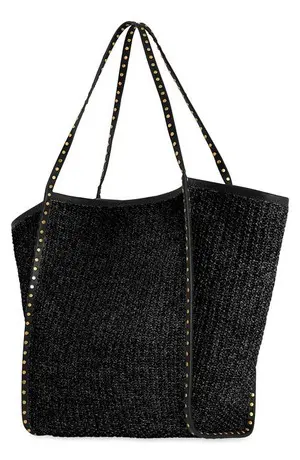 Rebecca Minkoff Dylan Raffia Tote Bag With Studded Straps