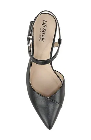 LIFESTRIDE Raelynn Slingback D'orsay Pointed Toe Pump With Block Heel - Black