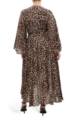 City Chic Eva Long Sleeve Wrap Maxi Dress