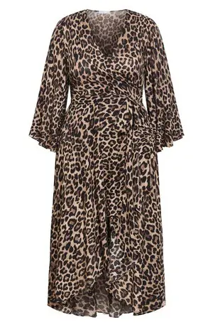 City Chic Eva Long Sleeve Wrap Maxi Dress