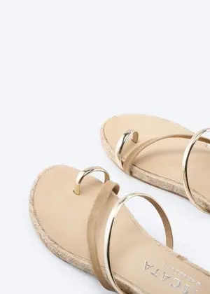 VISCATA Miramar Suede Espadrille Sandal Flats - Camel
