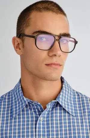 THE BOOK CLUB The Atticus Aviator Blue Light Blocking Reading Glasses - Bark